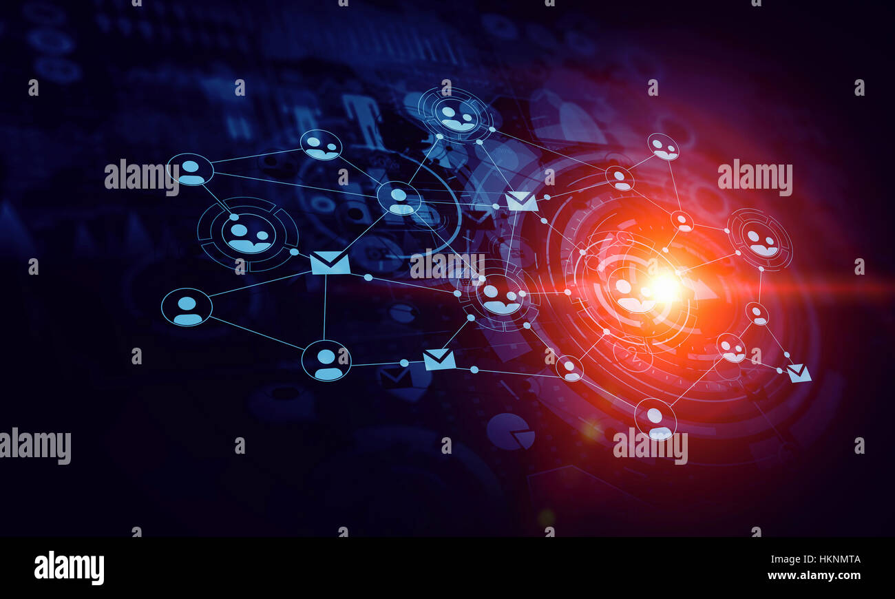 Global social media concept with technology planet and connection lines ...
