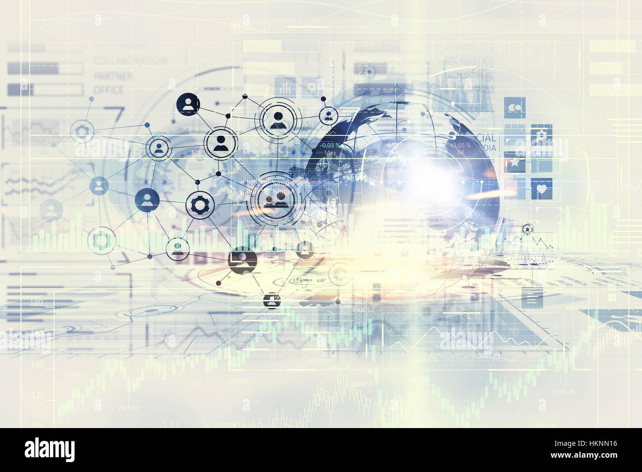 Digital interface background with graphs and diagrams. 3D rendering ...