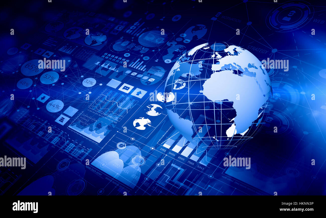 Global social media concept with technology planet and connection lines ...