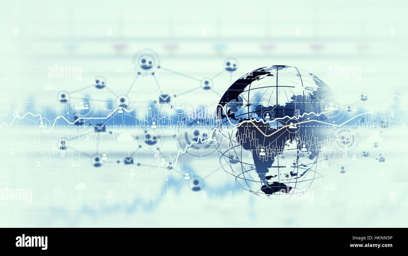 Global social media concept with technology planet and connection lines ...