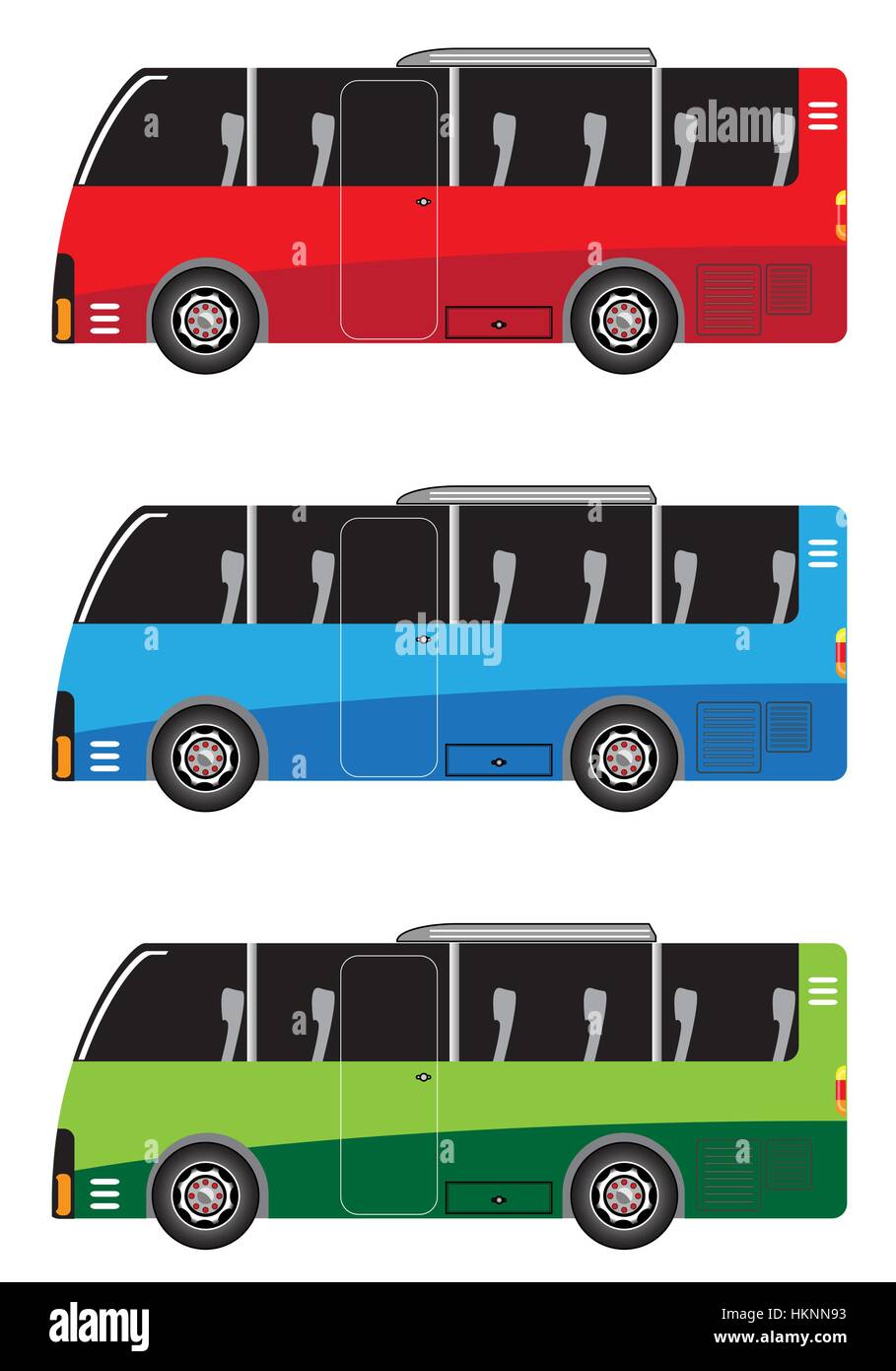 Set of Micro bus or Mini bus isolated in white background vector Stock ...