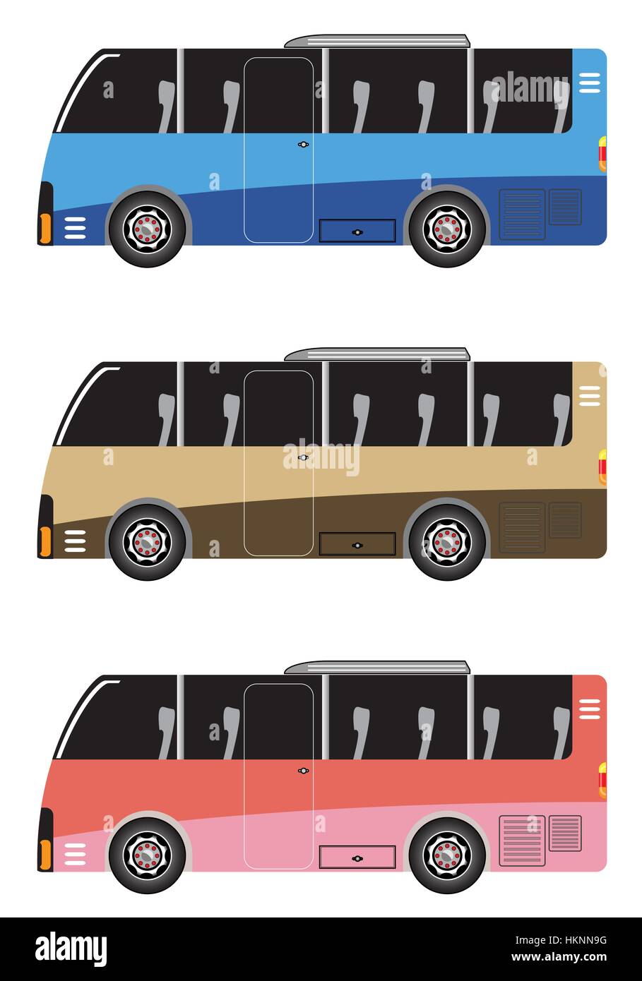Set of Micro bus or Mini bus isolated in white background vector Stock ...