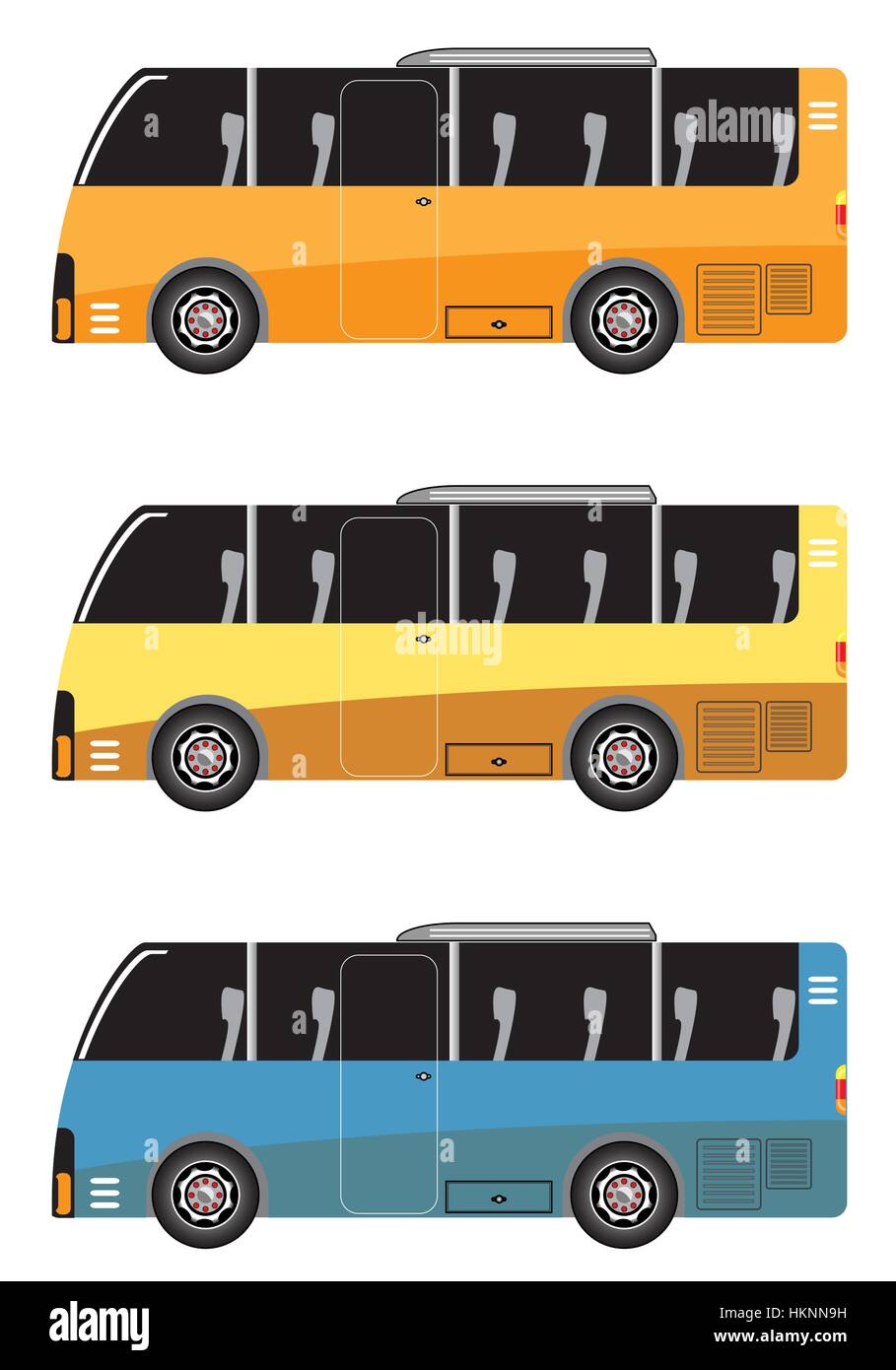 Set of Micro bus or Mini bus isolated in white background vector Stock ...