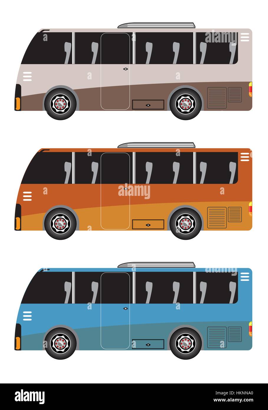 Set of Micro bus or Mini bus isolated in white background vector Stock ...
