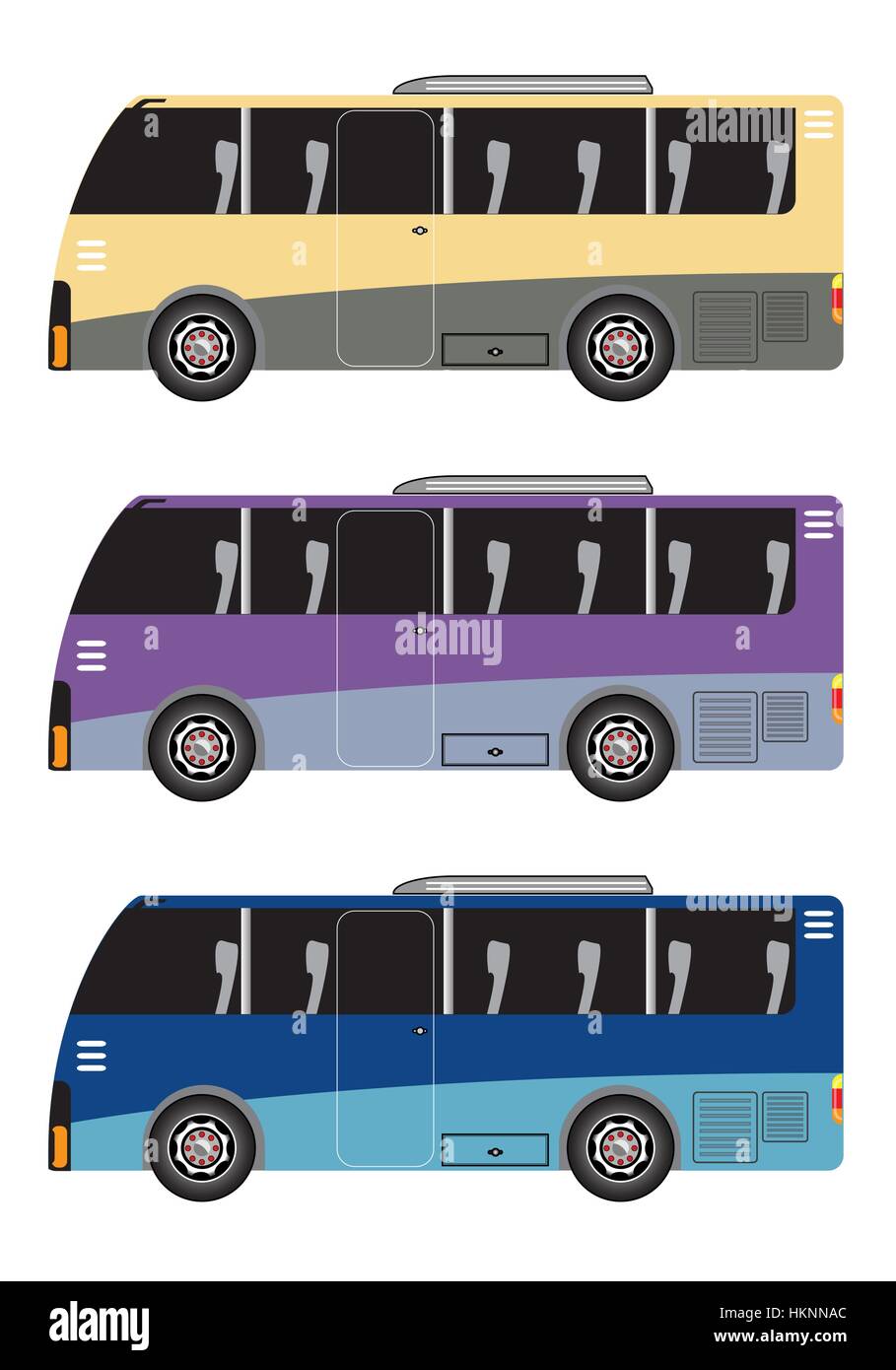 Set of Micro bus or Mini bus isolated in white background vector Stock ...