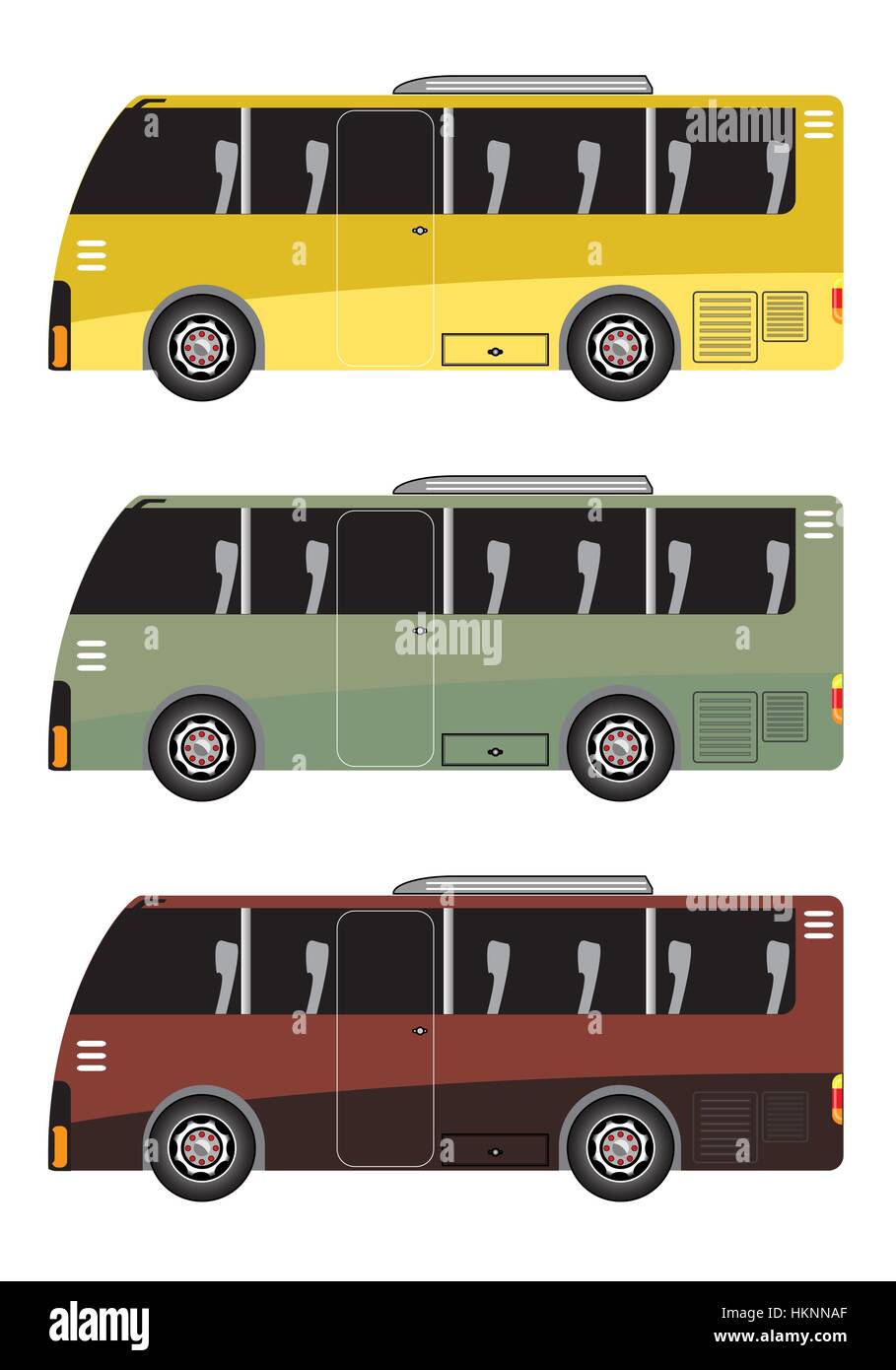 Set of Micro bus or Mini bus isolated in white background vector Stock ...