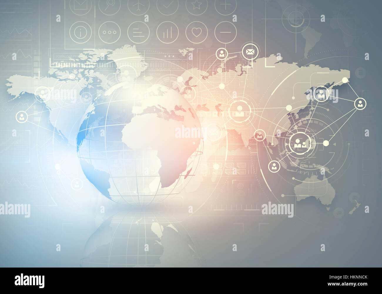 Global social media concept with technology planet and connection lines ...