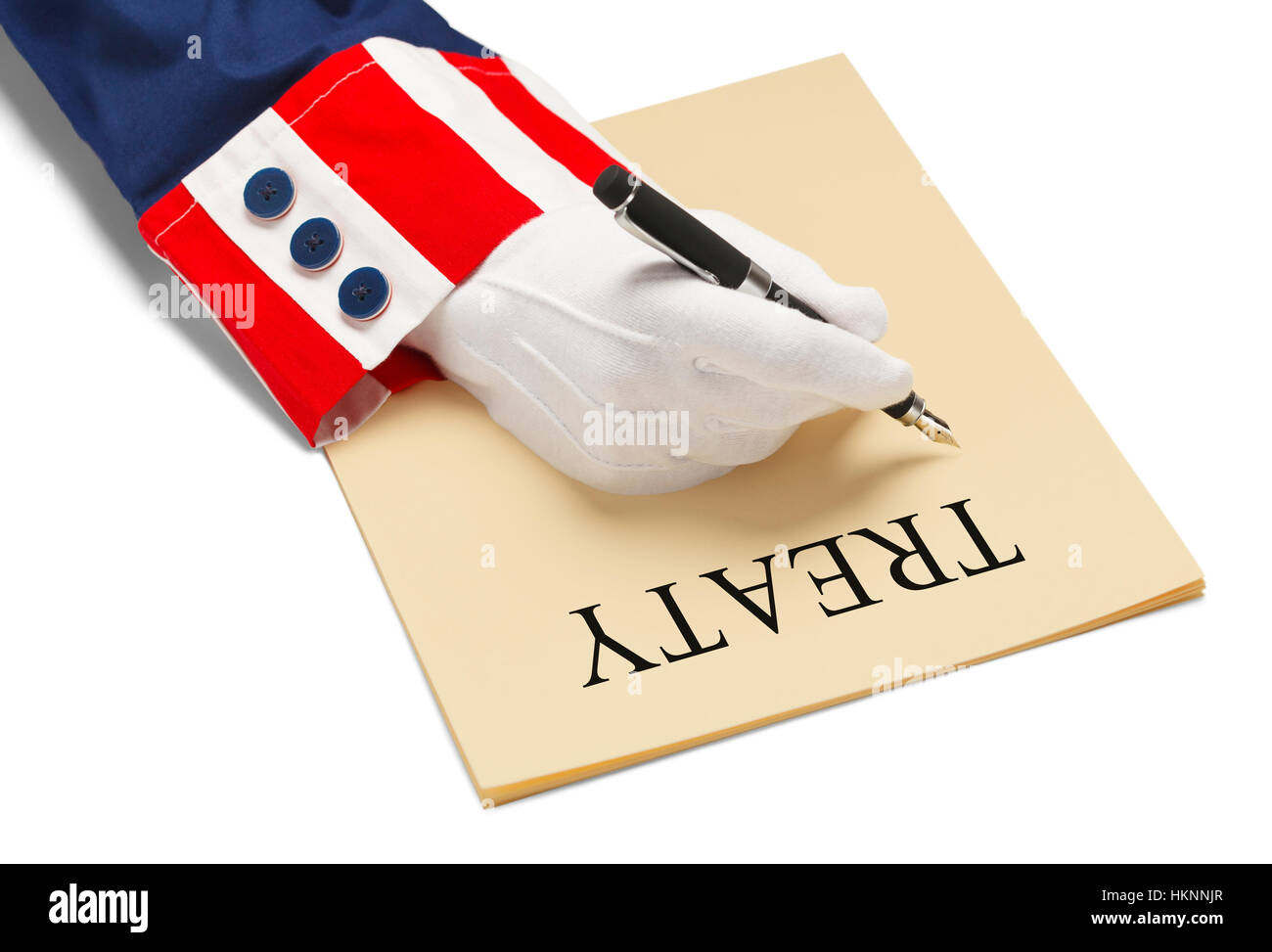 President Writing a Treaty on Paper Isolated on White Background Stock ...