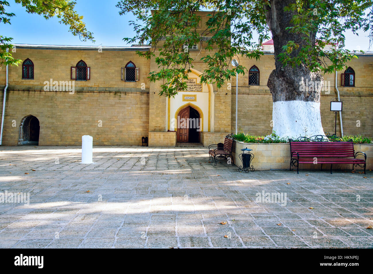 Juma Mosque - the most ancient mosque in Russia. Old trees Platanus ...