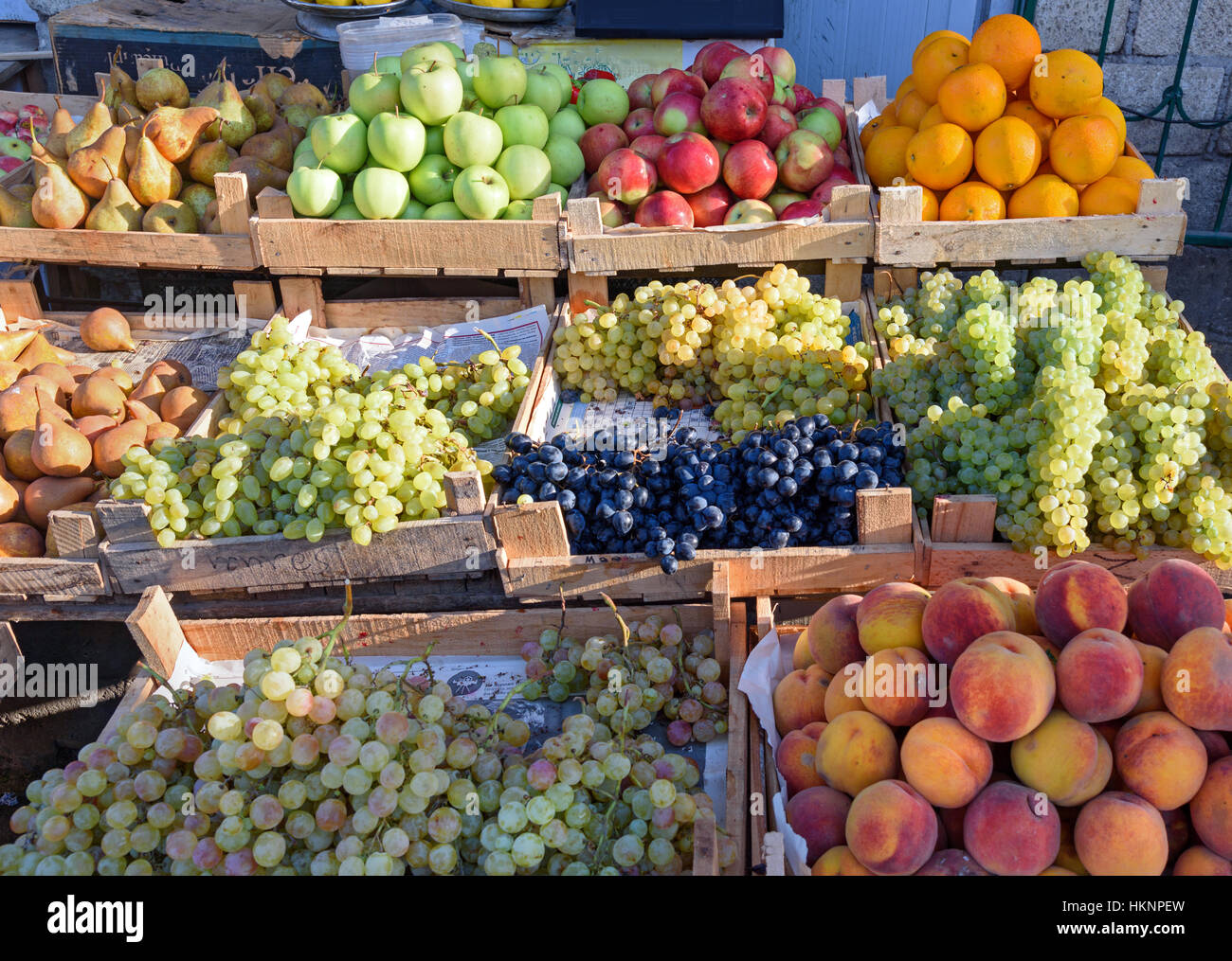 Fruits for sale at local market in Derbent. Republic of Dagestan ...