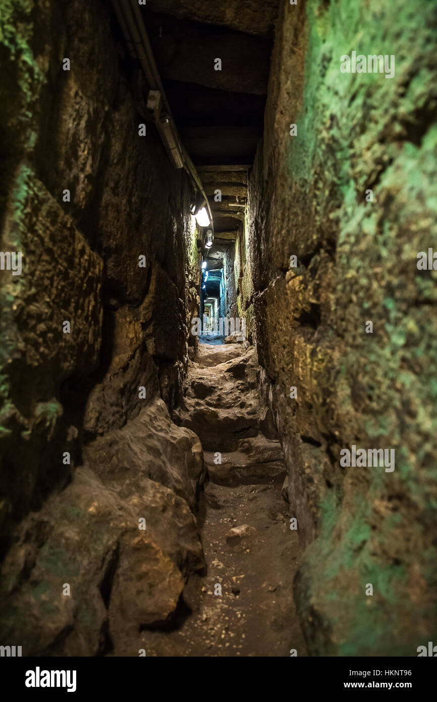 Tunnel that leads from the Shiloah pool to the Temple mount in ...
