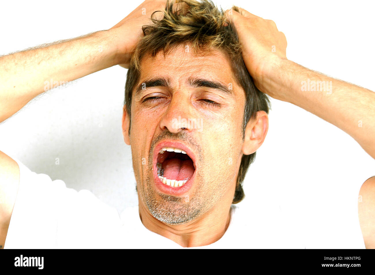 Screaming man tears his hair Stock Photo - Alamy Screaming man tears his hair Stock Photo - Alamy