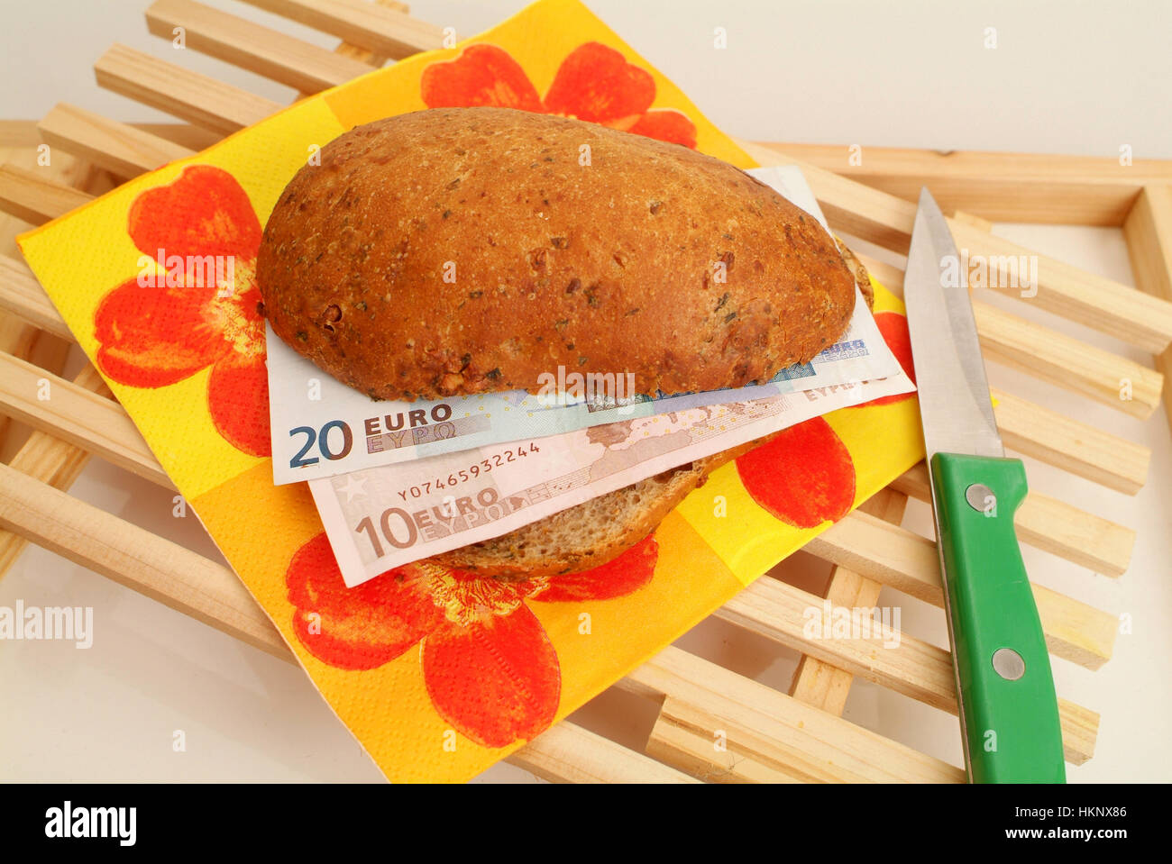 Symbolic for expensive bread Stock Photo - Alamy