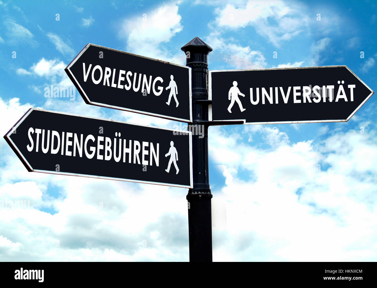 Direction sign, symbolic for university, tuition fees and lecture Stock ...
