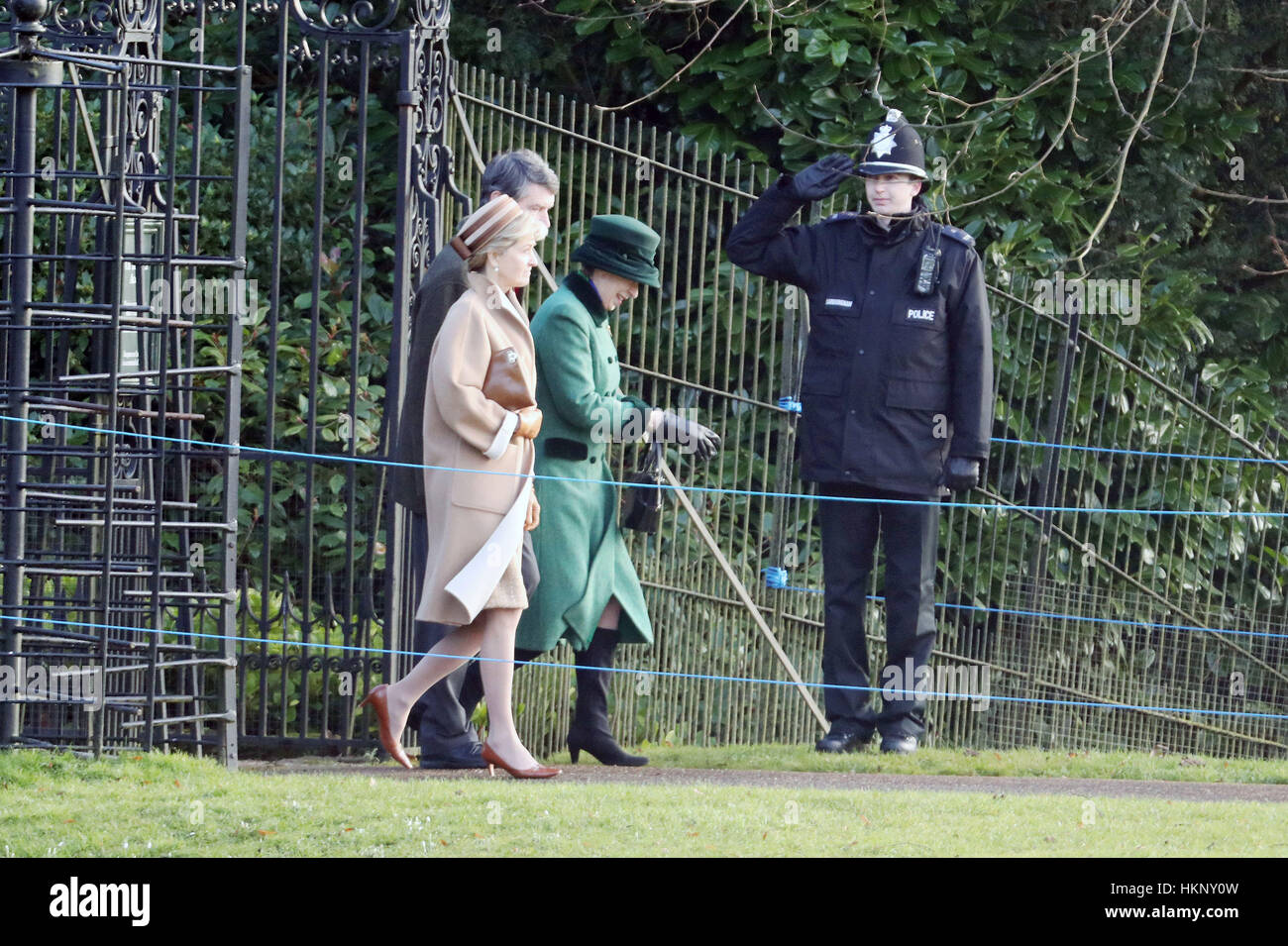 Princess Royal (right) and her husband Sir Timothy Laurence arriving to ...