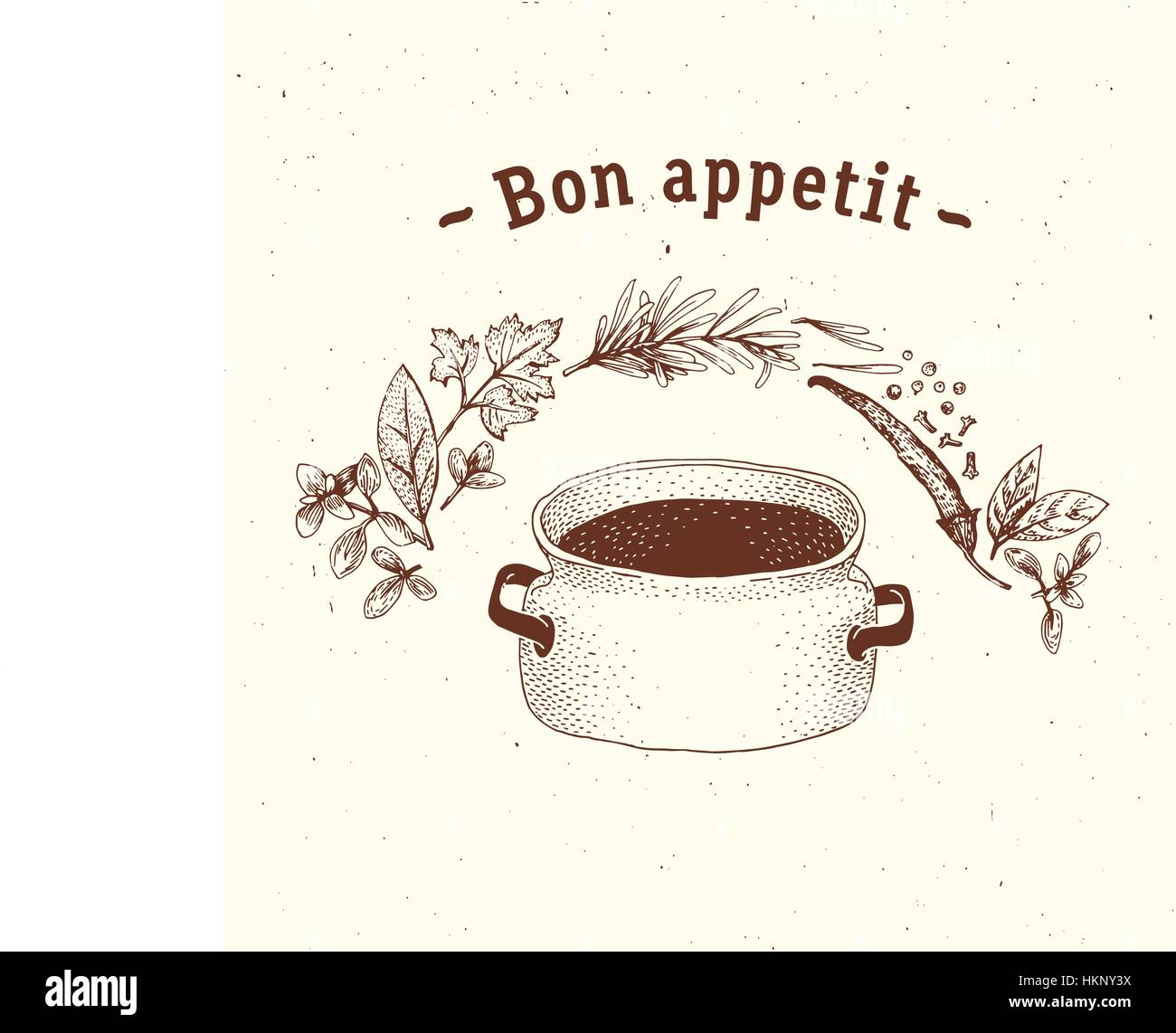 Soup at large pot illustration. Hand drawn food for home cooking Stock ...