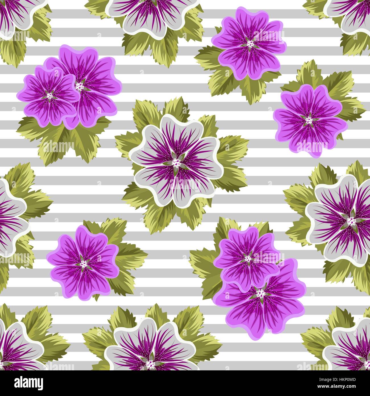 Stripe and floral pattern Stock Vector Images - Alamy