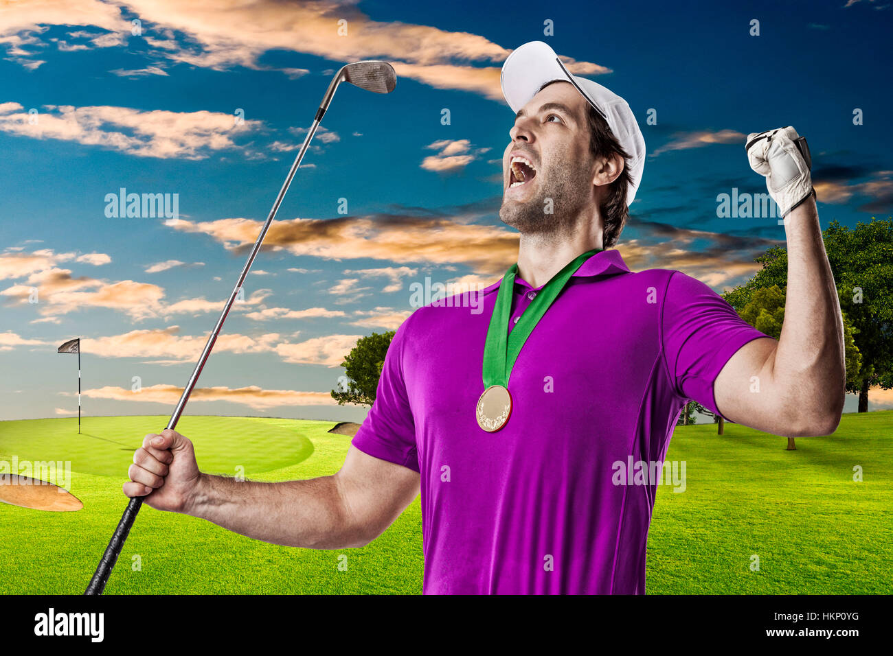 Golf golden trophy clubs hi-res stock photography and images - Alamy