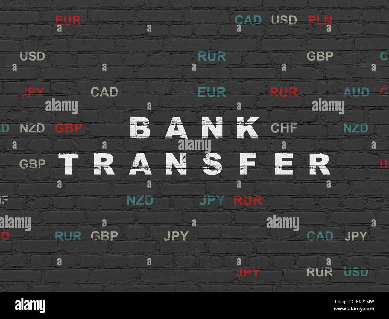 Banking concept: Bank Transfer on wall background Stock Photo - Alamy