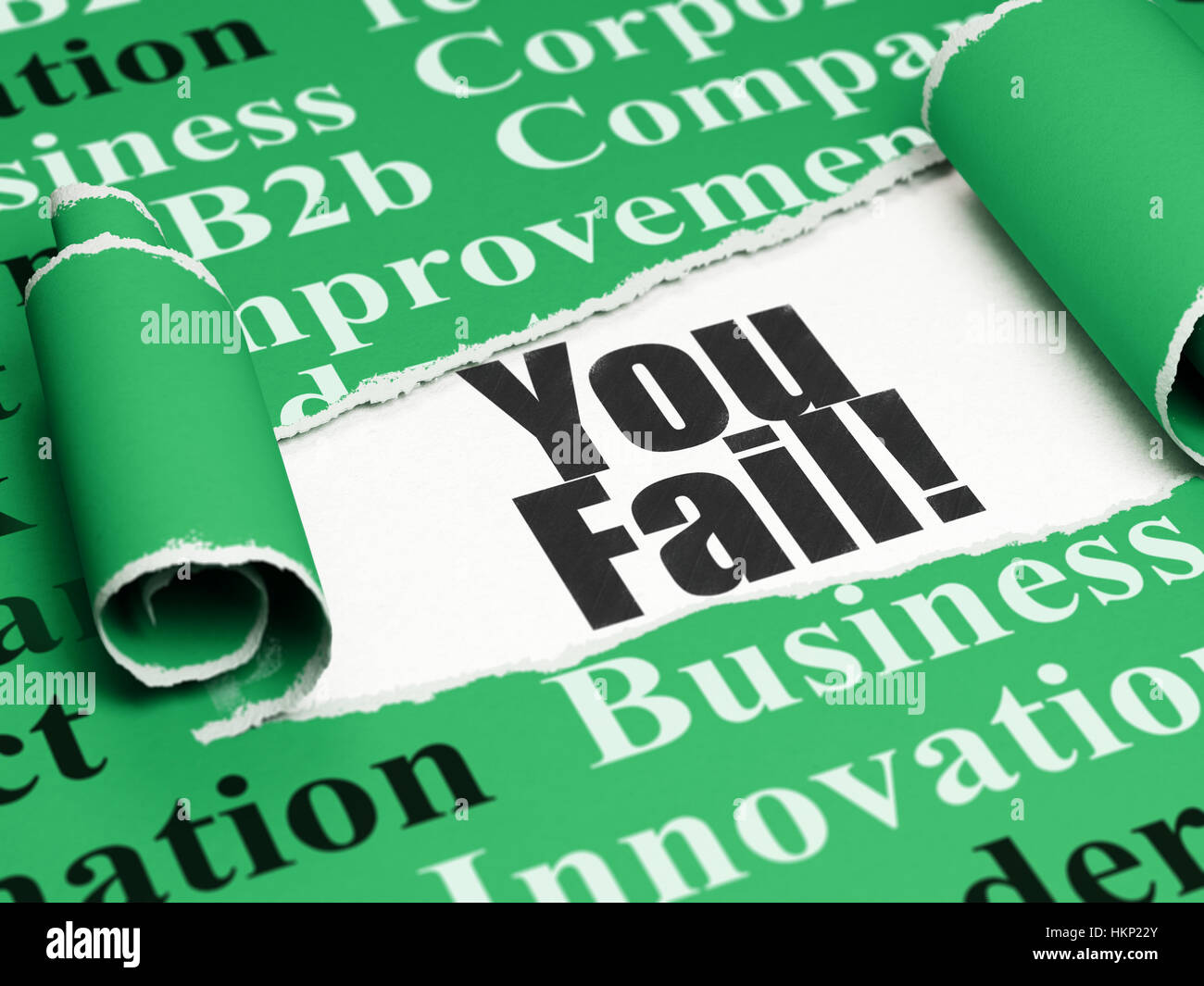 Finance concept: black text You Fail! under the piece of torn paper ...