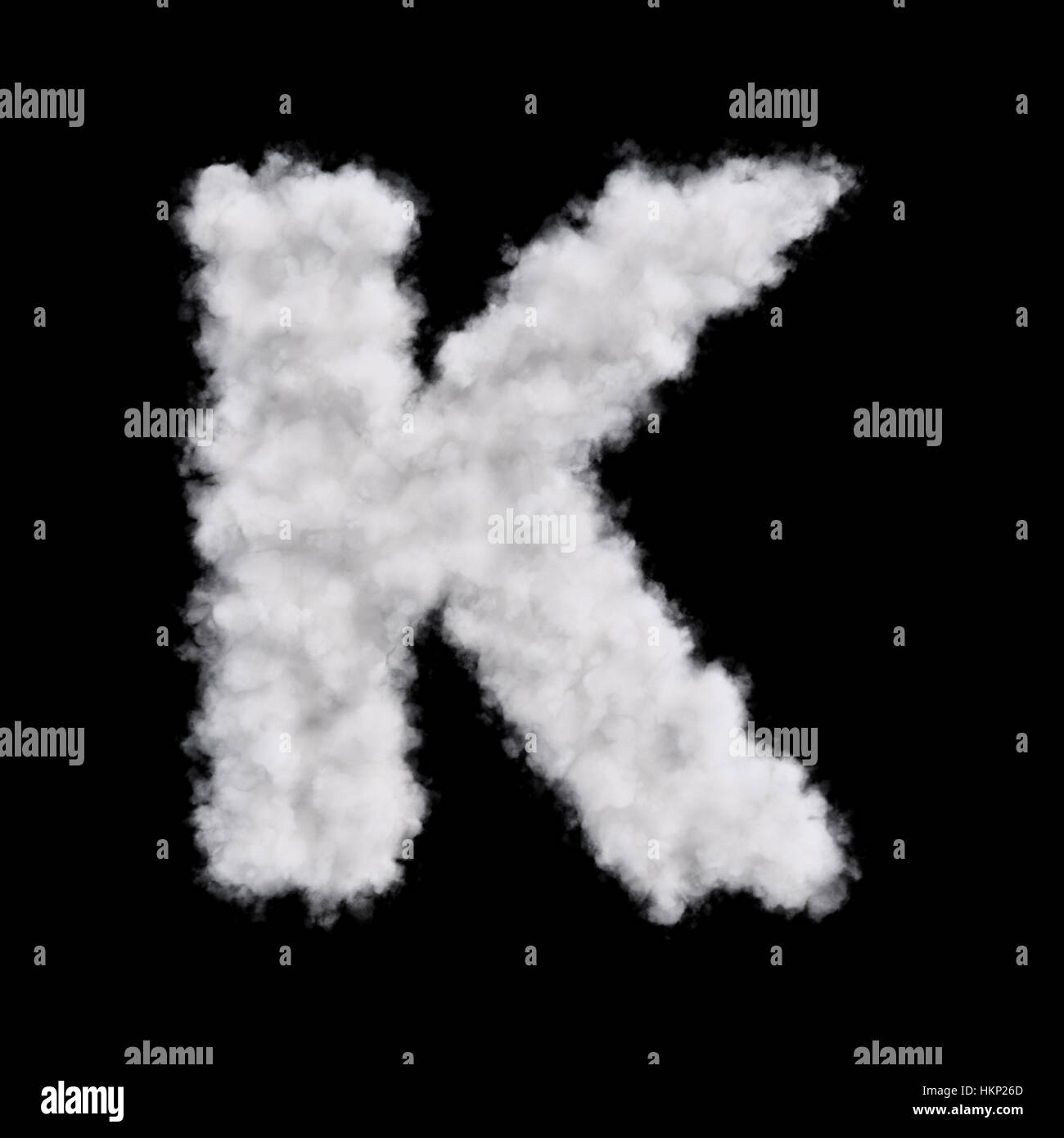 Capital letter K font of white cloud shape. Cloudy alphabet. 3d ...