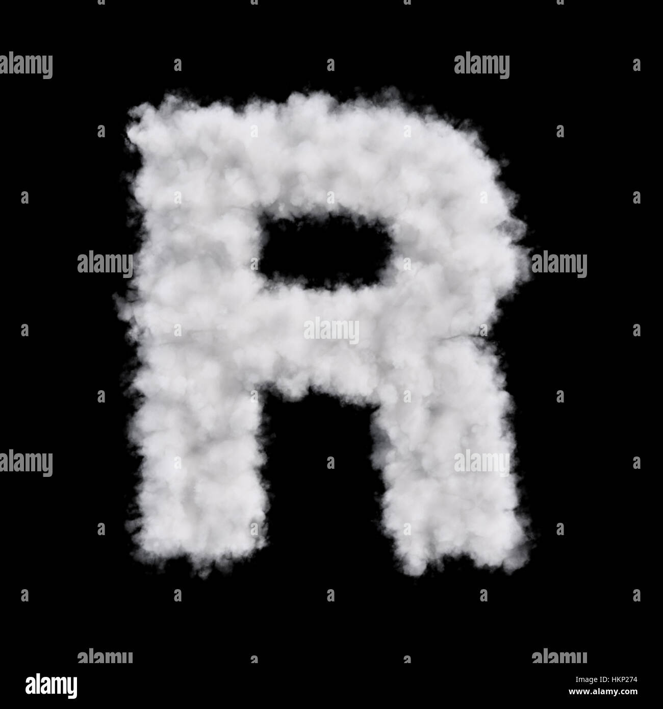 Capital letter R font of white cloud shape. Cloudy alphabet. 3d ...