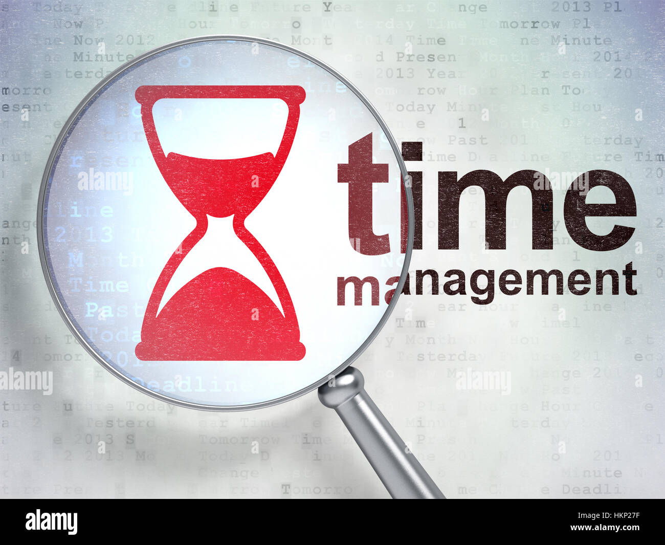 Time concept: Hourglass and Time Management with optical glass Stock ...