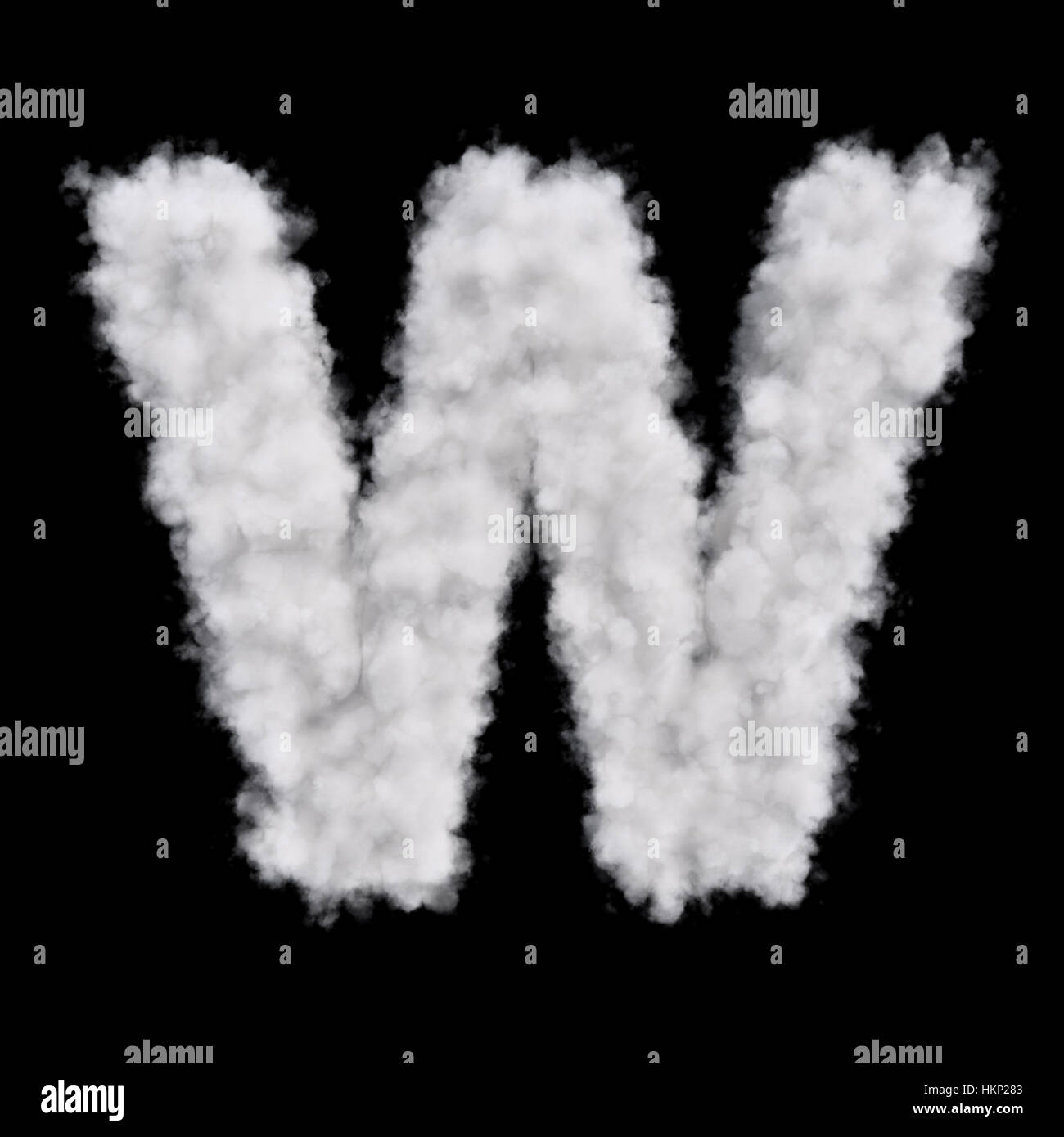 Capital letter W font of white cloud shape. Cloudy alphabet. 3d ...