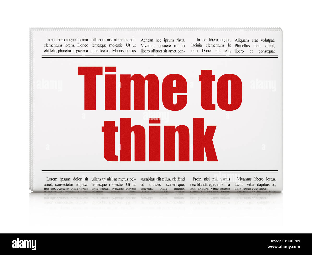 Timeline concept: newspaper headline Time To Think Stock Photo - Alamy