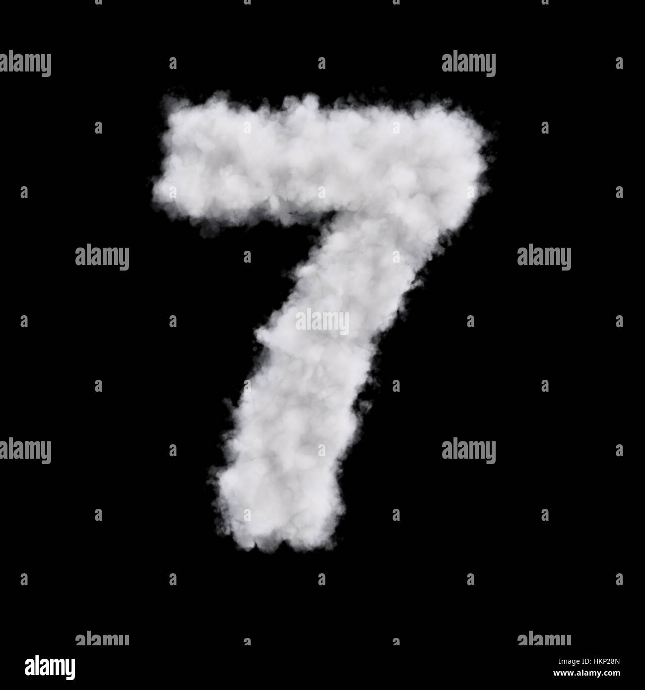 Digit number 7 seven of white cloud shape. Cloudy numeric character. 3d ...