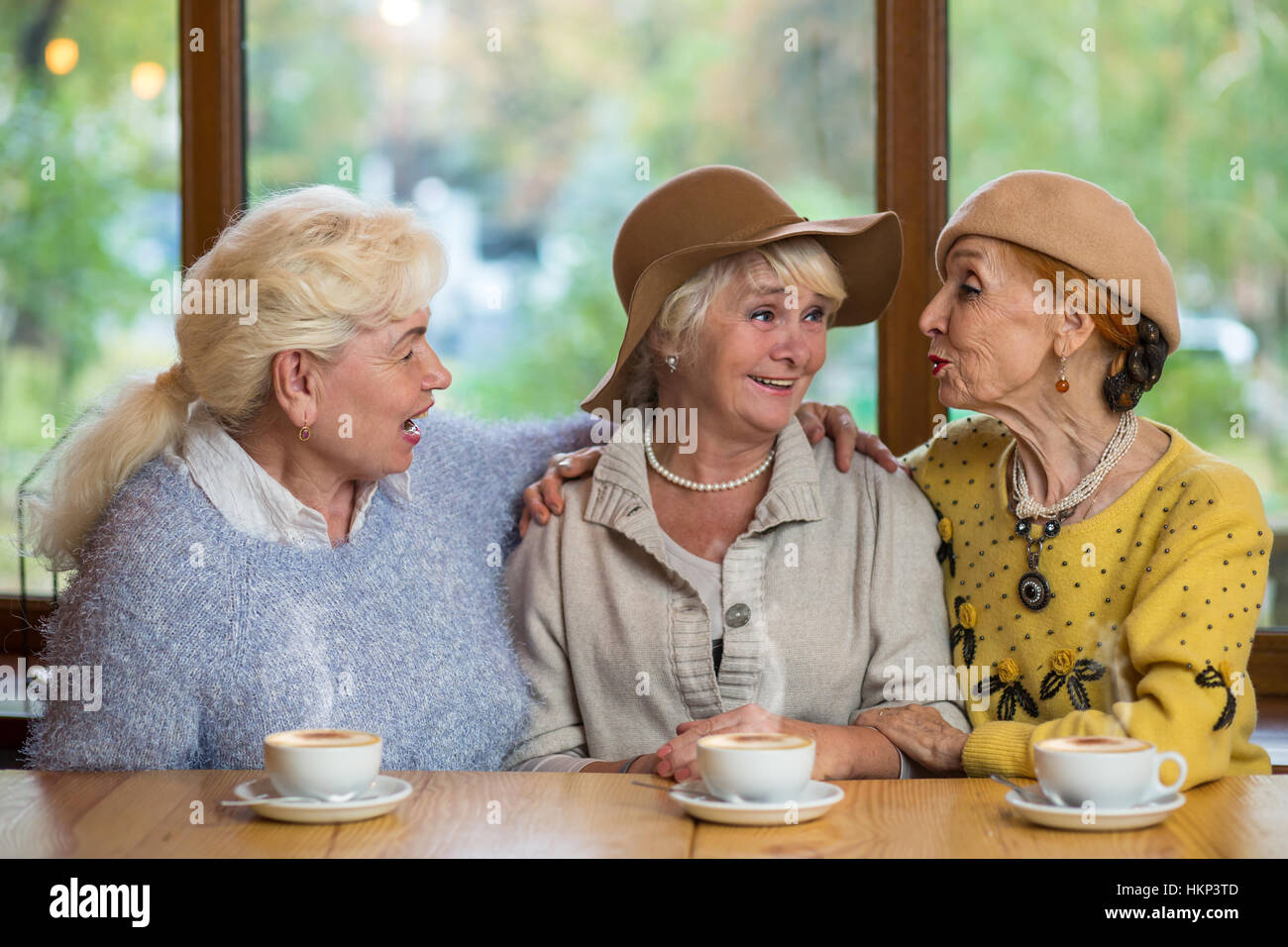 Three mature ladies hi-res stock photography and images - Alamy