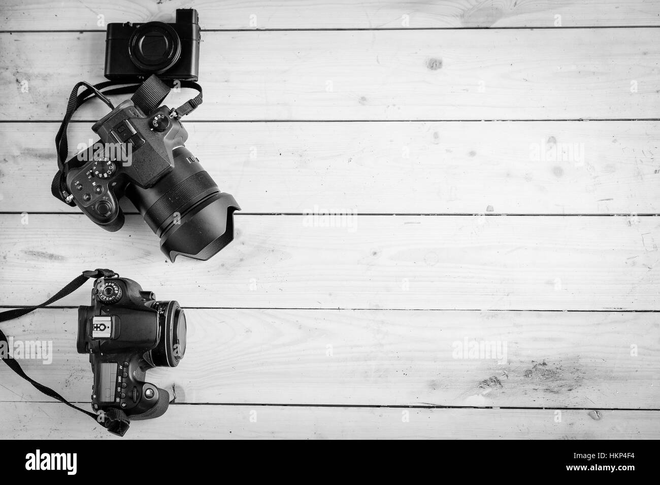 Wooden table top, top view Black and White Stock Photos & Images - Alamy