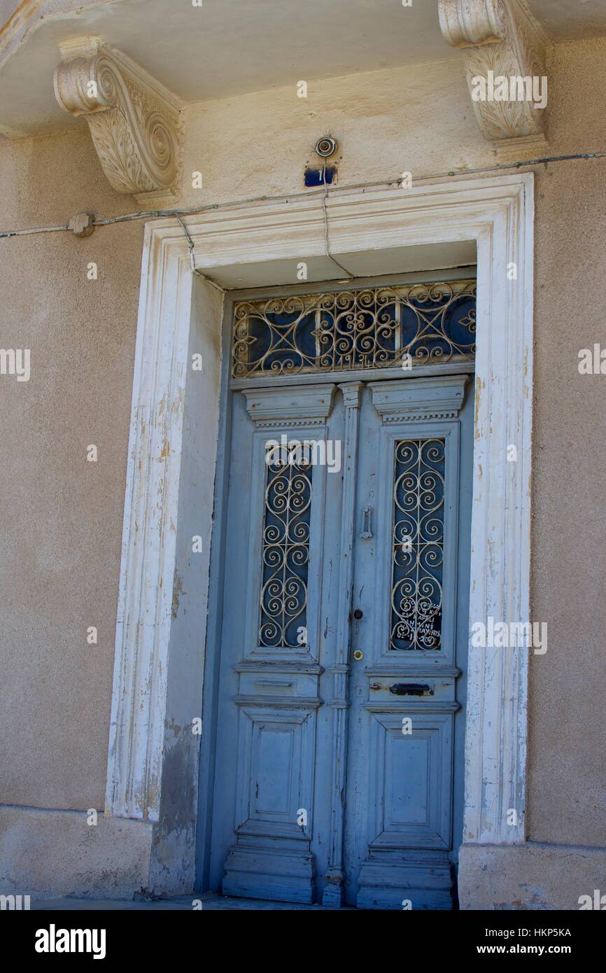 Blue old Door in Cyprus Stock Photo - Alamy