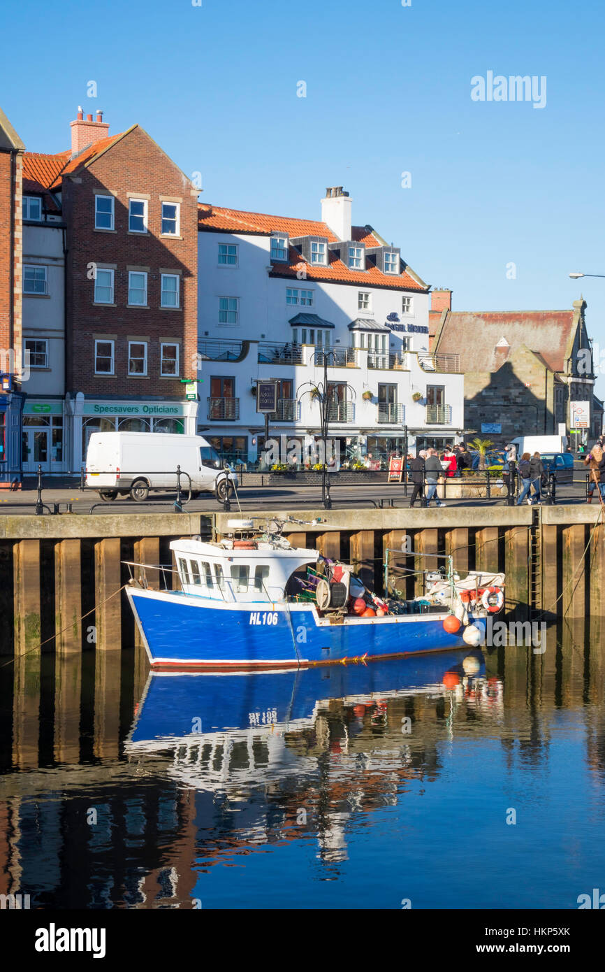Fishing boat "Crystal Sea" at New Quay Wharf in front of the Angel ...