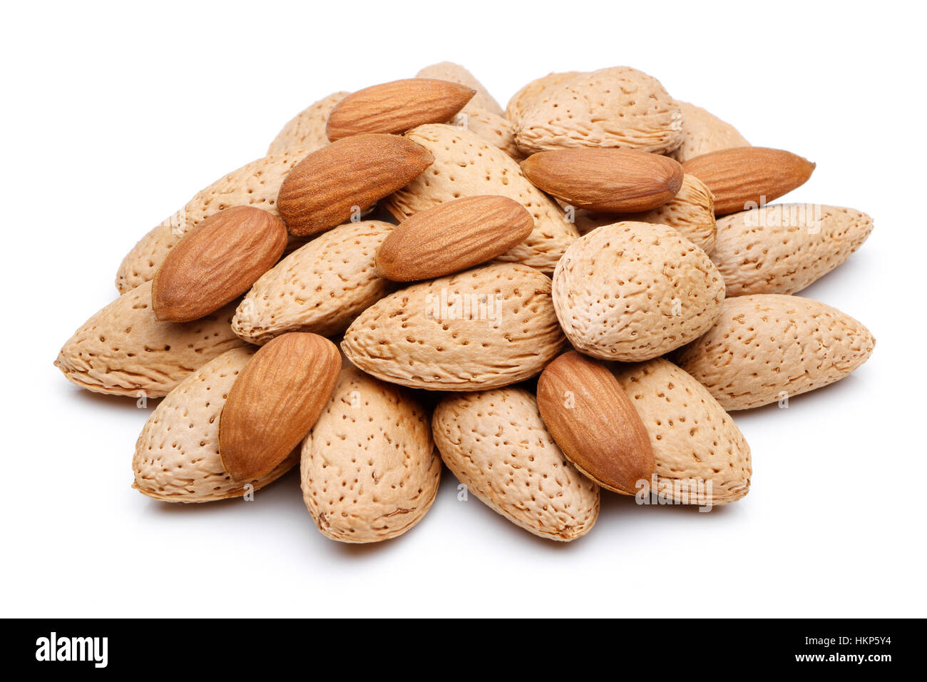 Almonds nut isolated on a white background Stock Photo - Alamy
