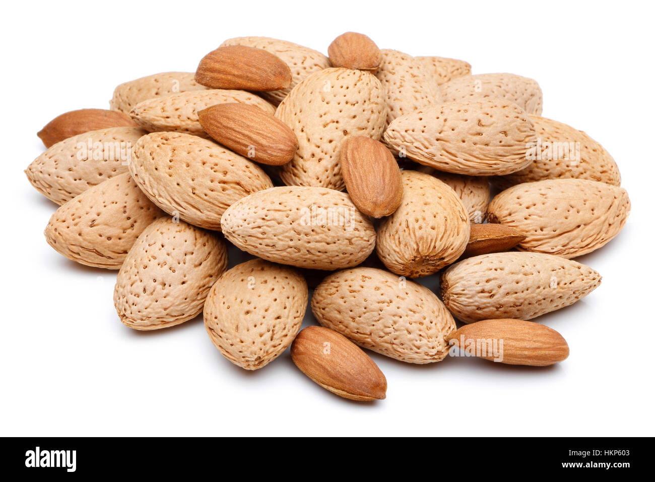 Almonds nut isolated on a white background Stock Photo - Alamy