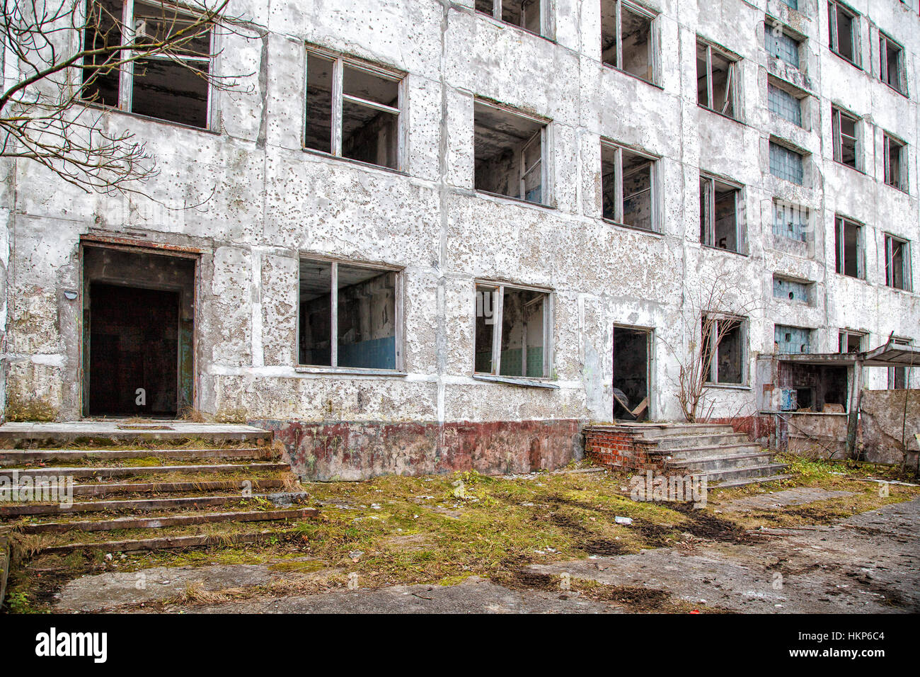 old abandoned high-rise building on gloomy cold autumn day Stock Photo ...