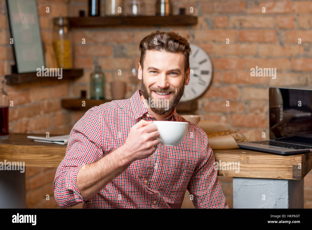 Man having breakfast Stock Photo - Alamy