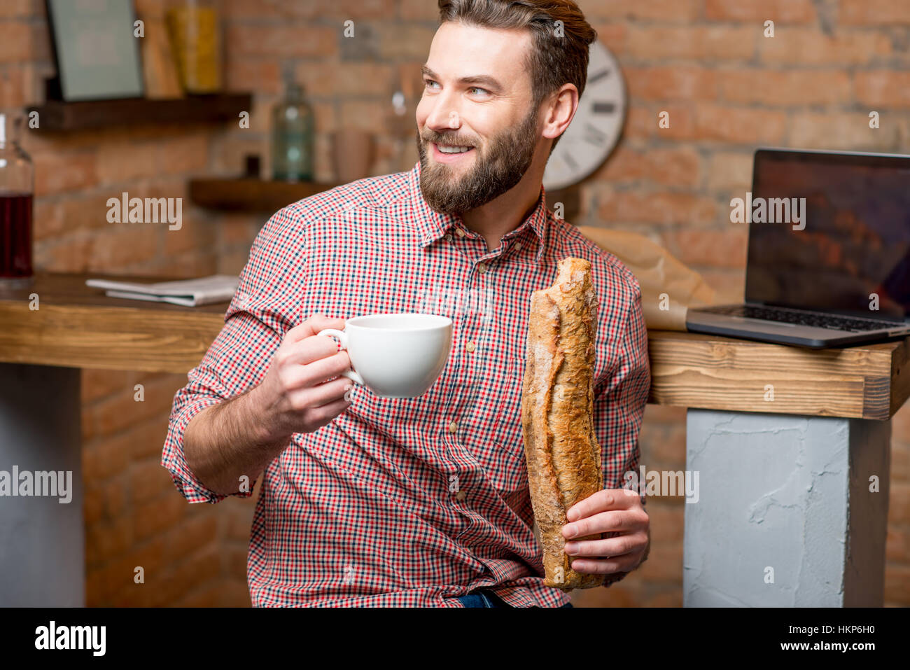 Man having breakfast Stock Photo - Alamy