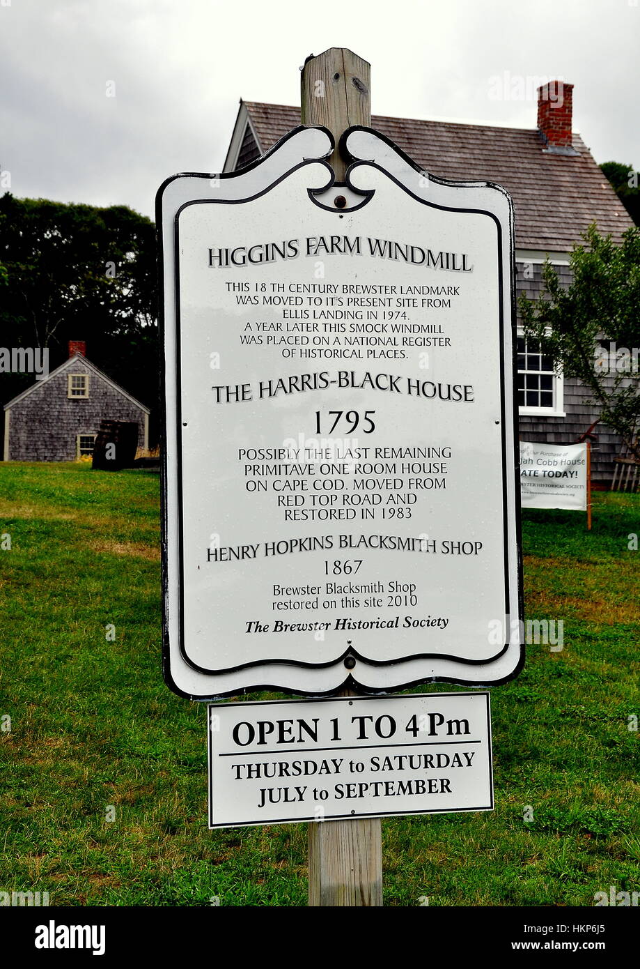 Brewster, Massachusetts - July 14, 2015: Sign at the 18th century ...