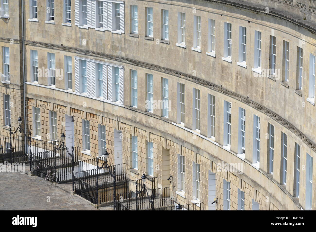 View of Georgian Crescent Town Houses in the City of Bath in Somerset ...