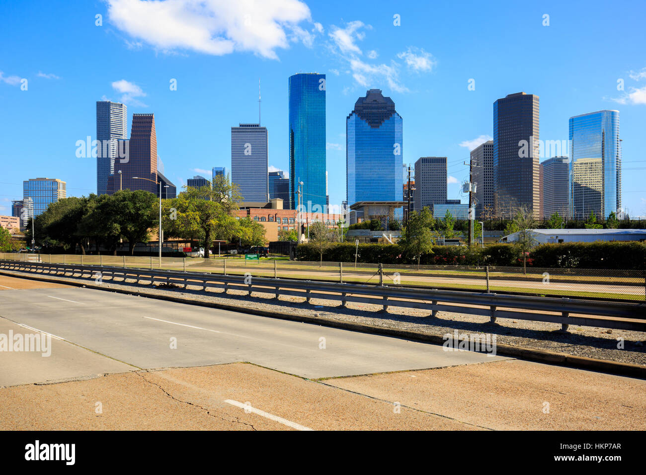 Skyline of Houston in bright sun light Stock Photo - Alamy