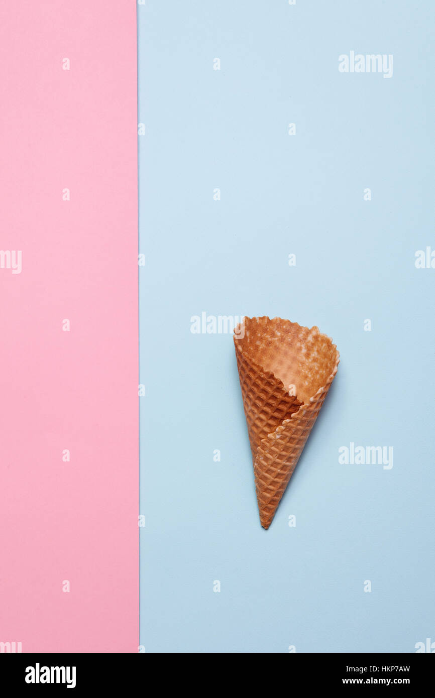 still life with cone at pink and blue background Stock Photo - Alamy