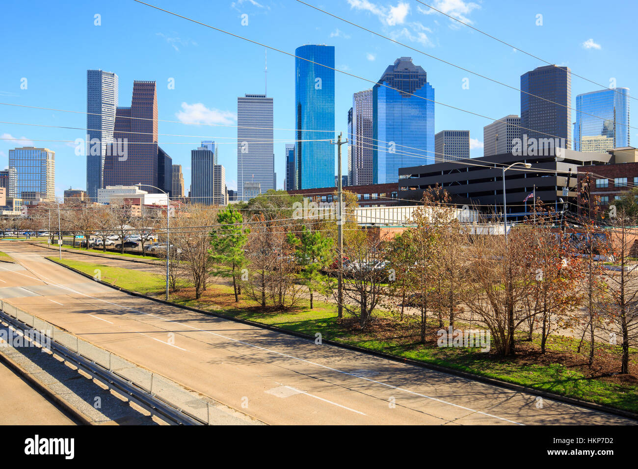 Skyline of Houston in bright sun light Stock Photo - Alamy
