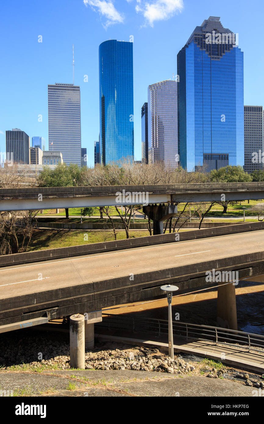 Skyline of Houston in bright sun light Stock Photo - Alamy