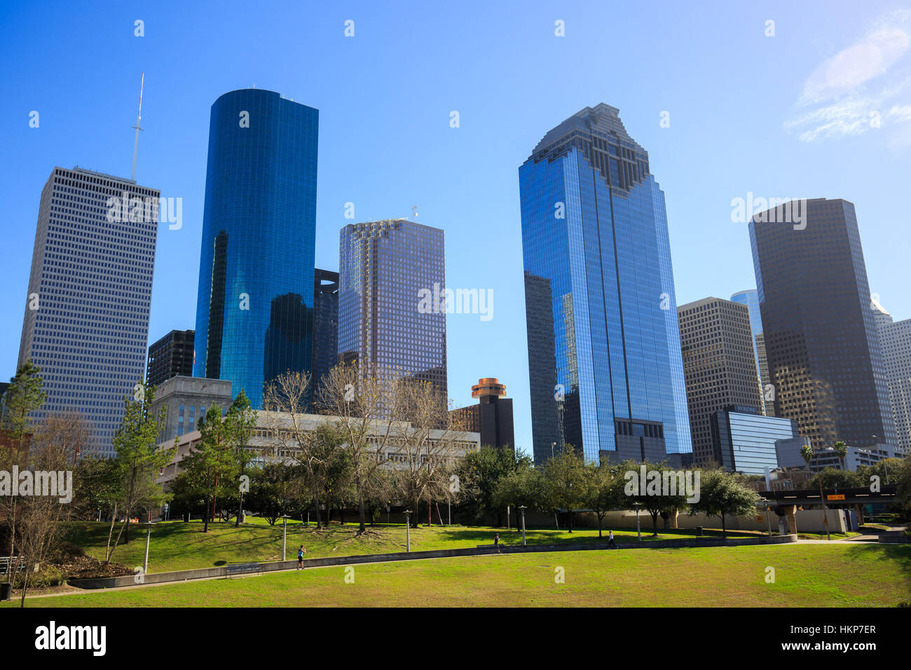 Skyline of Houston in bright sun light Stock Photo - Alamy