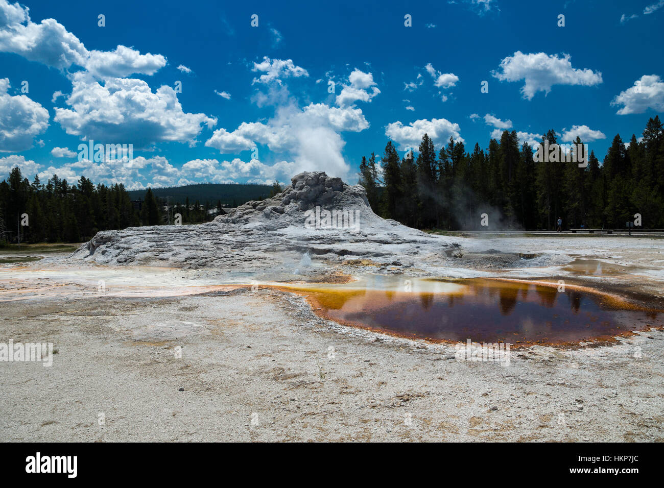 Upper Geyser Basin, Yellowstone National Park, Wyoming, USA Stock Photo ...