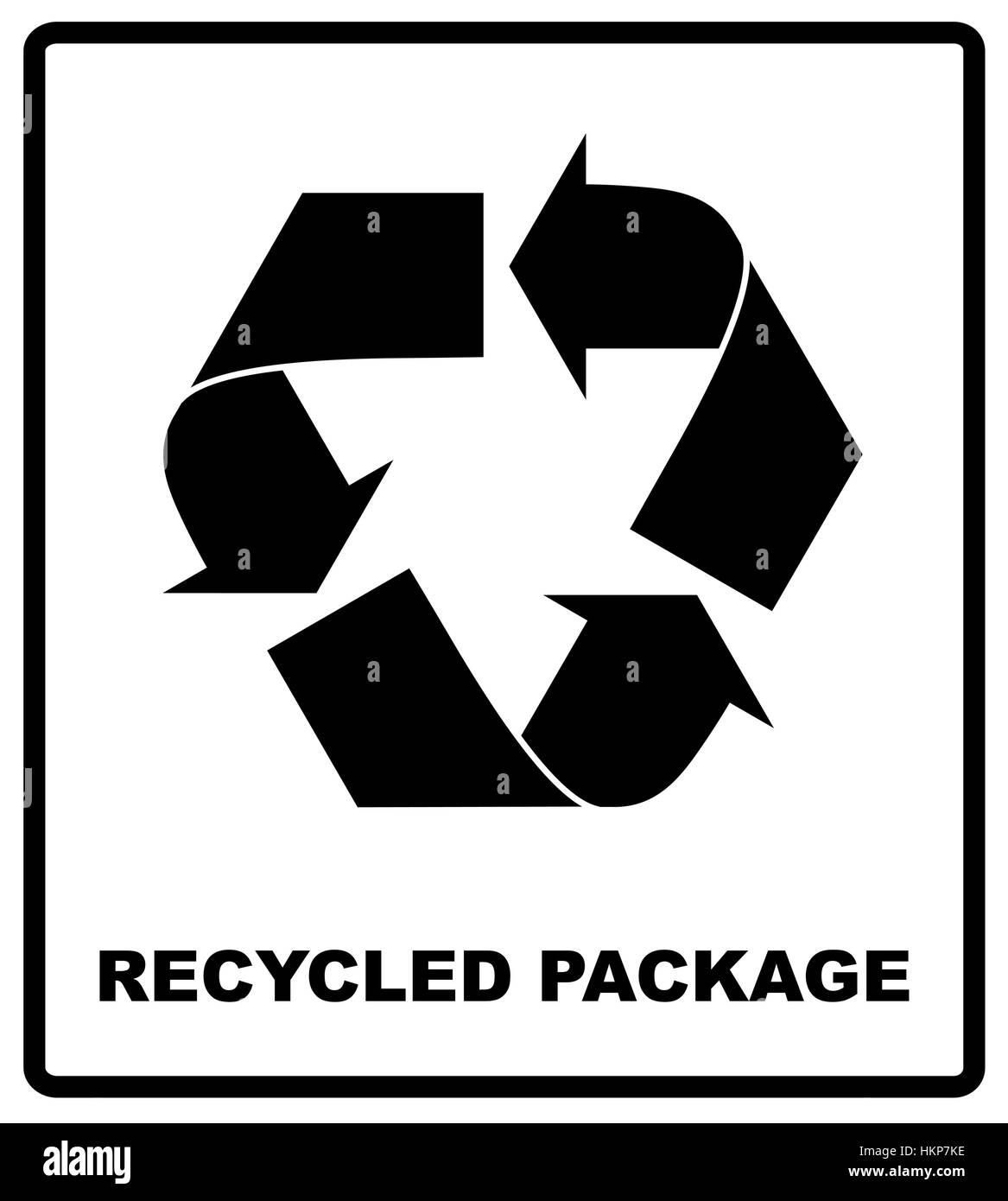 Recycled package symbol or sign of conservation black icon isolated on ...
