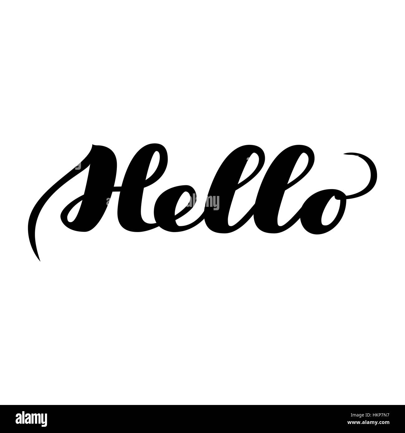 Hello - lettering for greeting card. Vector illustration isolated on ...