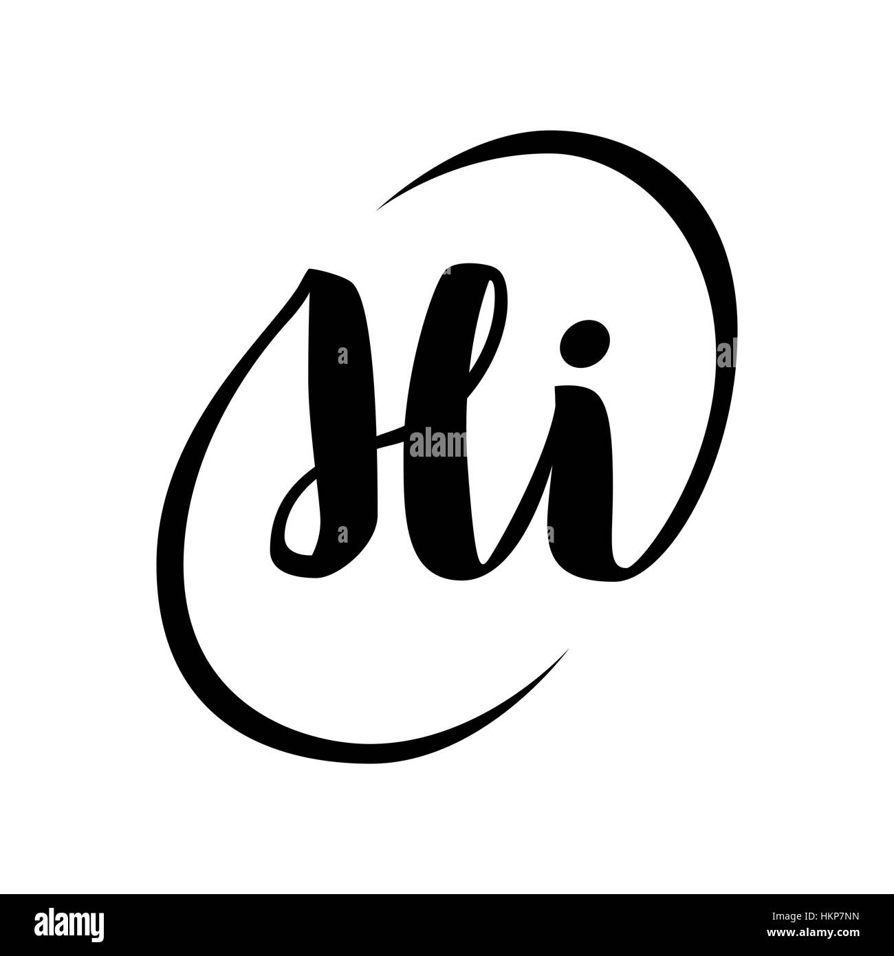 Hi - lettering for greeting card. Vector illustration isolated on white ...